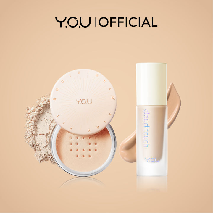 YOU 2in1 Base Makeup Bundle Cloud Touch Blurring Skin Tint Loose Powder ...