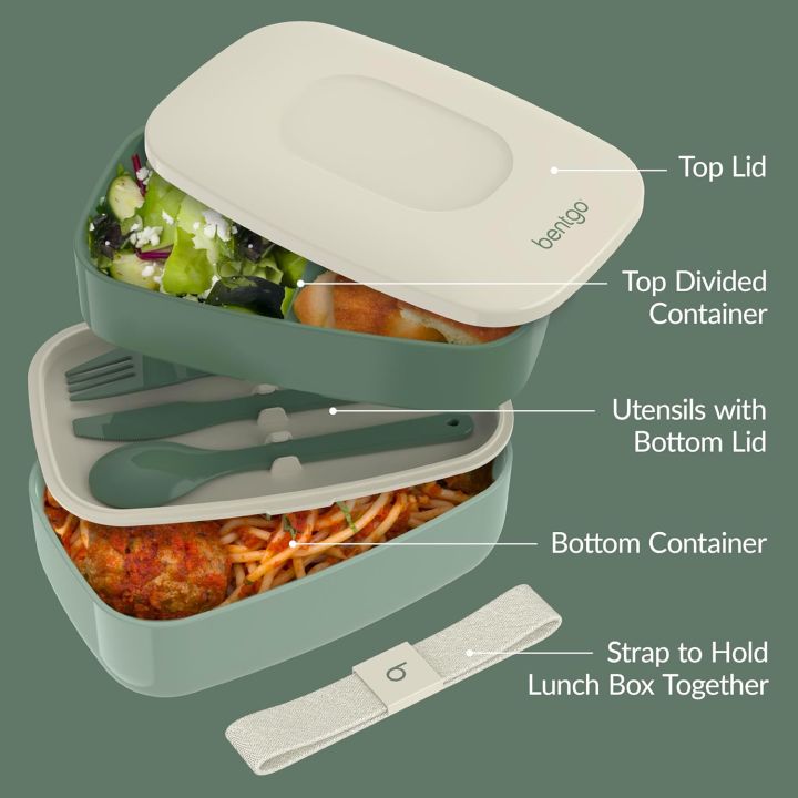 Bentgo Classic Adult Bento Box, Stackable 3 Compartment Lunch Box ...