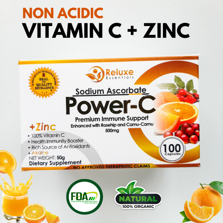 Power C Vitamin C - Sodium Ascorbate with Zinc 100 Capsules | Lazada PH