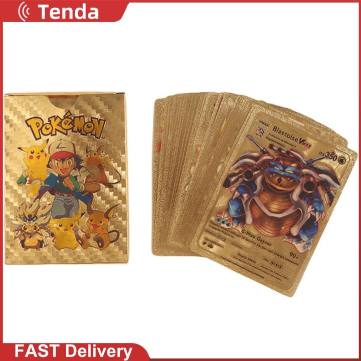 55Pcs Pokemon Trading Cards English Pokemon Gold Foil Card Ultra Rare ...