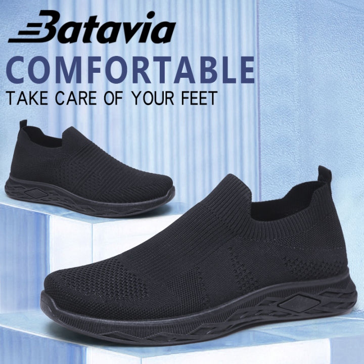 Batavia 2025 B33 M16/17/19 Sepatu Pria Ultra Ringan Hitam Slip-On ...
