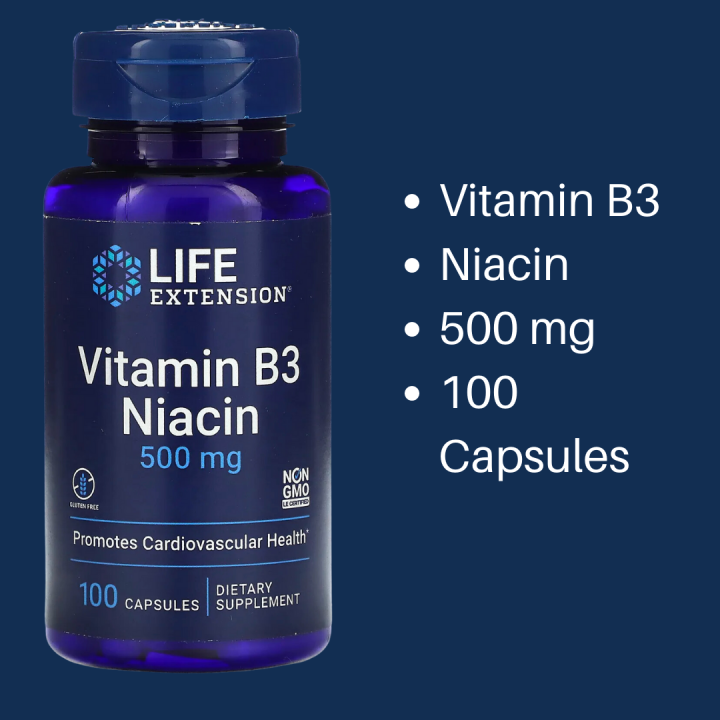Life Extension BioActive B6 B12 Complete B-Complex B3 Niacin No Flush ...