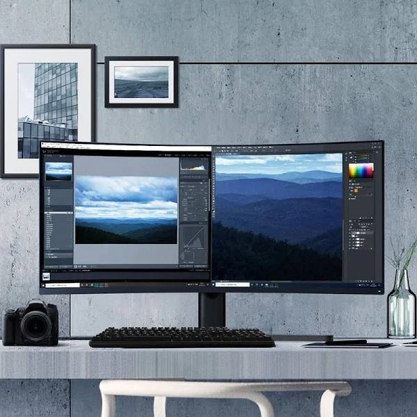 Monitor UltraWide 34 Inch Curved Gaming 144Hz 3K 3440x1440 FreeSync 21: ...