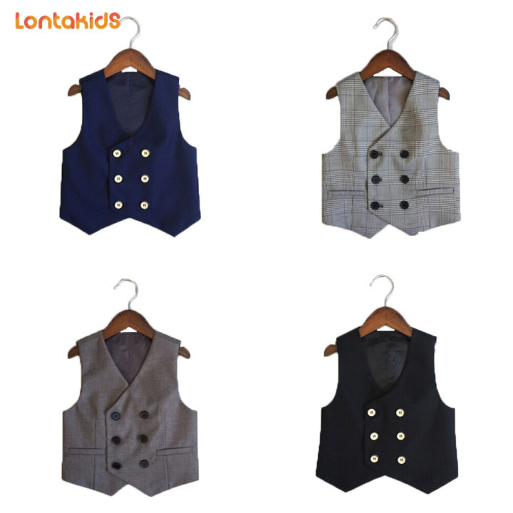 lontakids 1-11 Years Kids Boy Plaid Stripe Solid Formal Suit Vest ...