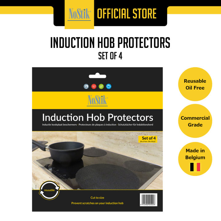 NoStik Reusable Induction Hob Protectors Set of 4, Round 27 cm diameter | Oil-Free Commercial ...