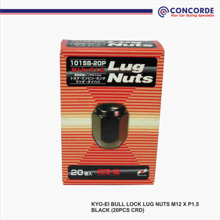 CONCORDE KYO-EI BULL LOCK LUG NUTS M12 X P1.5 BLACK (20PCSCRD) | Lazada PH