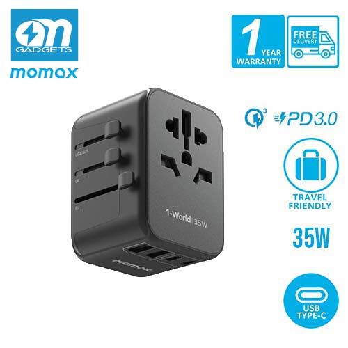 Momax UA9D 1-World PD35W 5 ports + AC Travel Adapter | Lazada