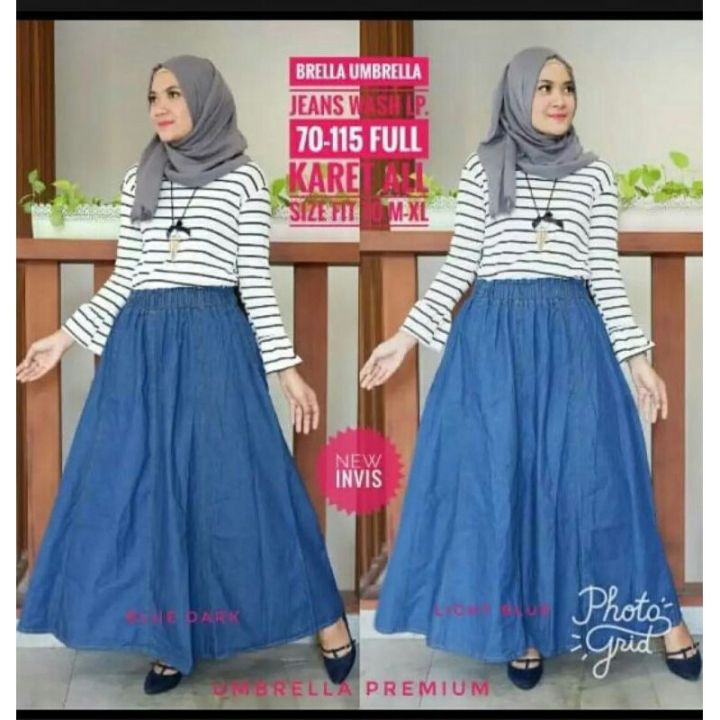 promo rok panjang jeans wash terbaru | Lazada Indonesia