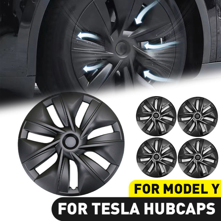 4PCS Tesla Hub Cap เปลี่ยนฝาครอบล้อ19นิ้วรถยนต์ Hubcap อุปกรณ์เสริม ...