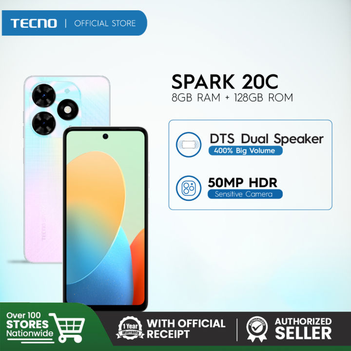 TECNO SPARK 20c ( 16GB RAM + 128GB ROM | 4GB RAM + 128GB ROM ) - Octa-Core CPU - 16MP Clear Rear ...
