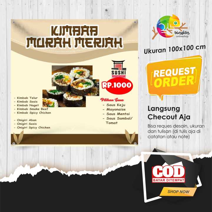 Spanduk Banner 100x100 Kimbab, Bisa Custom Desain | Lazada Indonesia