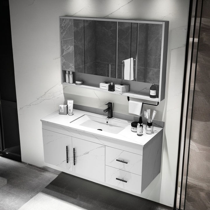 Light Luxury Stone Plate Bathroom Cabinet Smart Washbasin Cabinet Sink ...