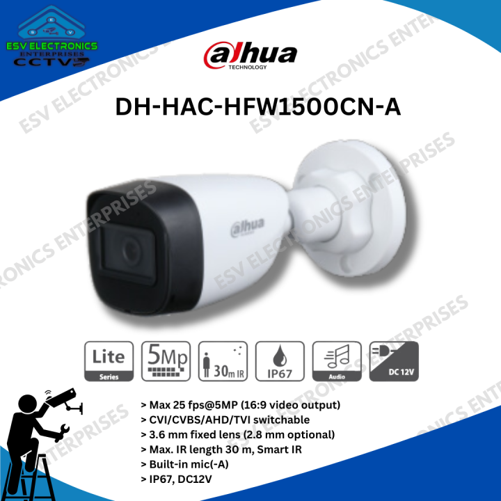 DAHUA DH-HAC-HFW1500CN-A 5MP Starlight HDCVI IR Bullet CCTV Camera with ...