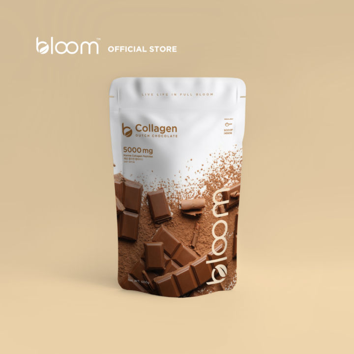 Bloom Collagen Dutch Chocolate with 5000mg Marine Collagen Peptides ...