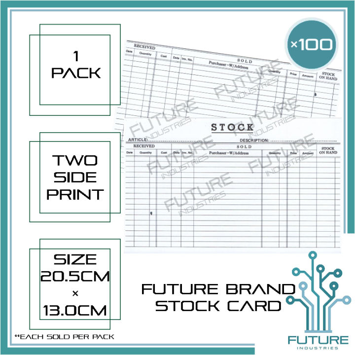 Stock Card (100) Per Pack 5 Inches x 8 Inches Inventory Stock Card ...