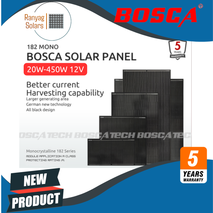 [Bosca] Solar Panel 12V 20W/30W/50W/100W/160W/200W/300W/360W/450W Monocrystalline 182 Cells 10 ...