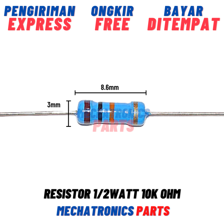 10 Buah RESISTOR 1/2WATT 10K OHM | Lazada Indonesia