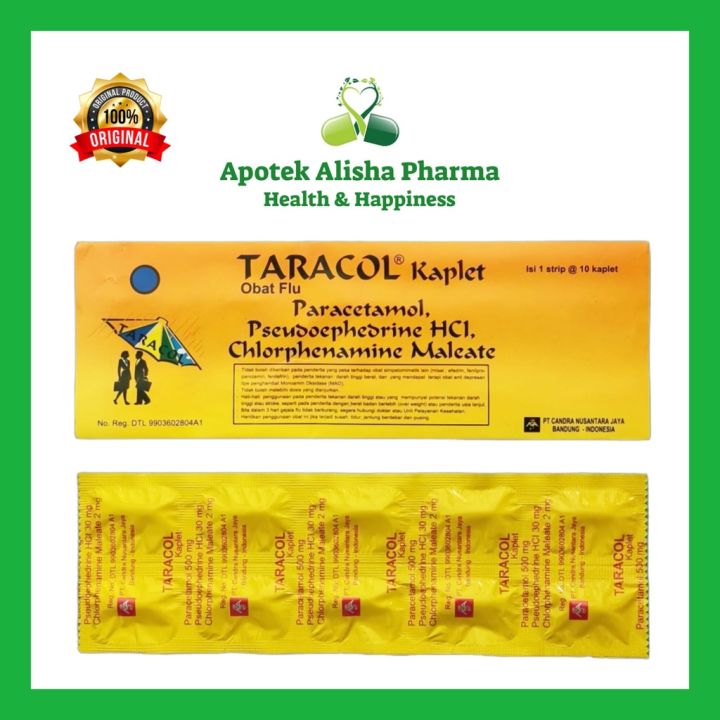 Taracol Kaplet (Strip 10kaplet) - Tarakol Tablet Obat Flu Pilek / Panas ...