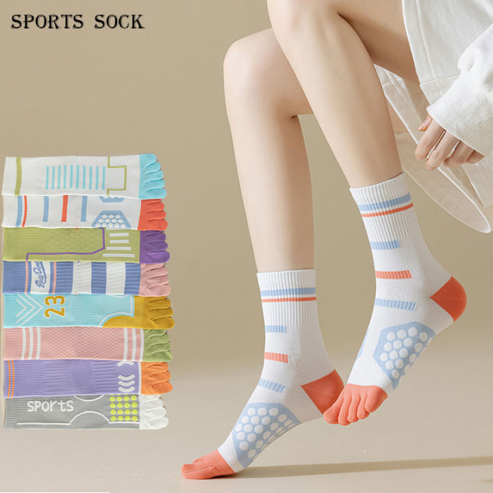 CEEKEY ถุงเท้าข้อกลางฟิตเนสกระโดดเชือกวิ่งออกกำลังกายถุงเท้าแยกนิ้วเท้า ...