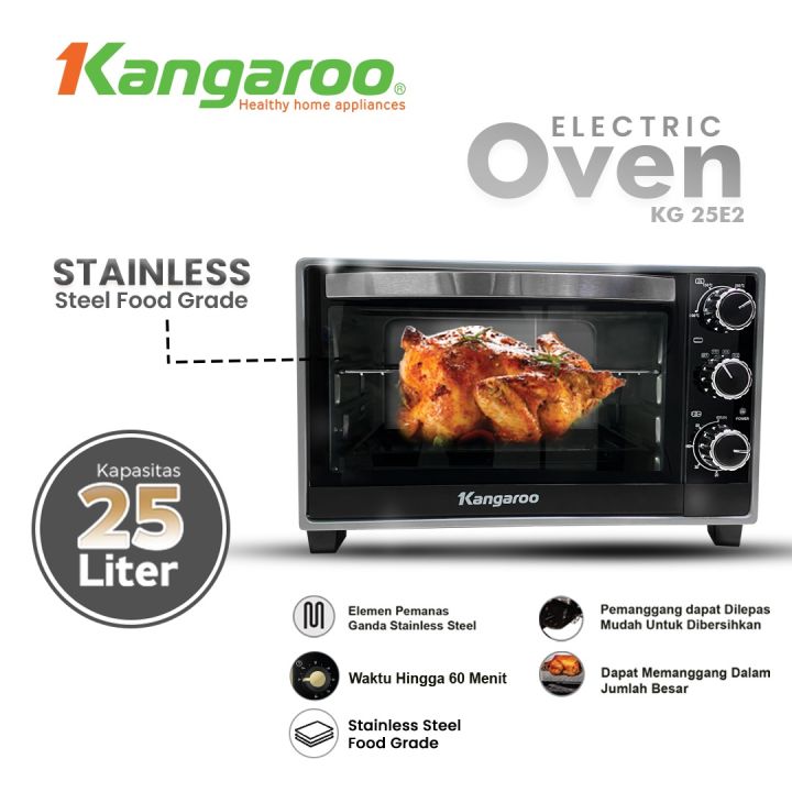 OVEN LISTRIK KANGAROO KG 25E2 / KG25E2 STAINLESS STEEL ( 25 Liter ...