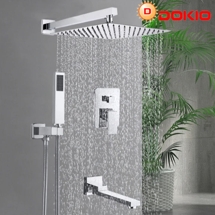 DOKIO 10/12Inch Bathroom Shower Set Embedded Rainfall Shower Faucets ...