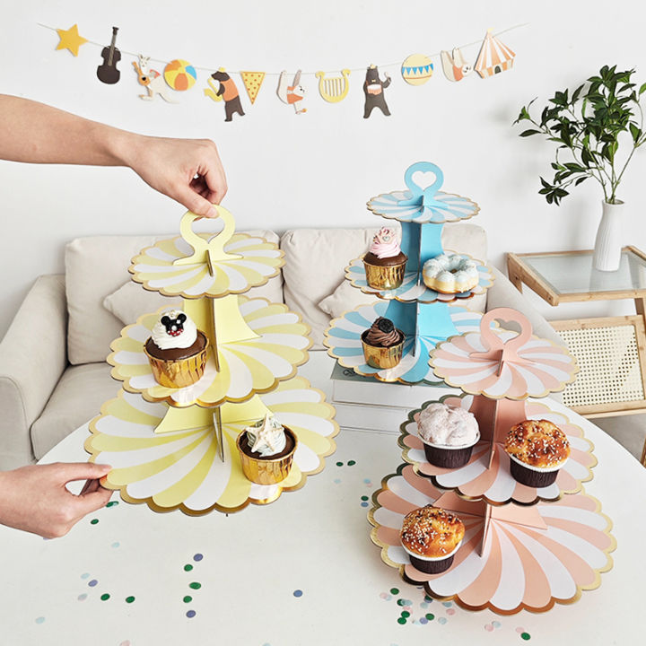 Party Needs Cupcake Stand 3Tier Dessert Plates Mini Cakes Fruit Candy ...