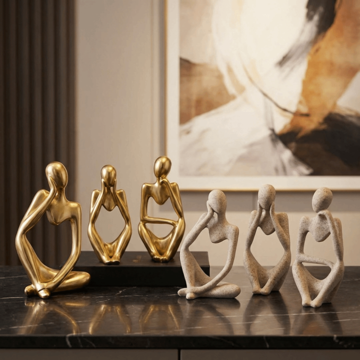 NUBE Resin The Thinker Statue Modern Sand Color Desk Display Ornaments ...