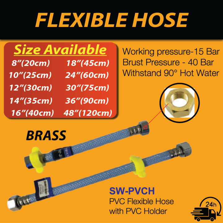 1/2" Heavy Duty High Pressure PVC Flexible Hose With Brass Nut / 1/2 ...