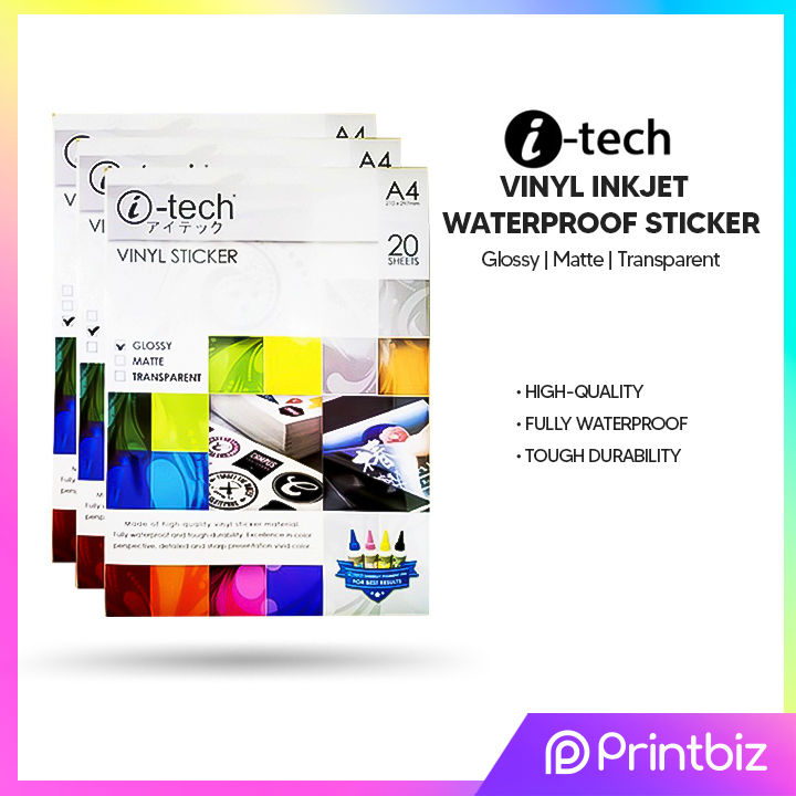 I-TECH Inkjet Vinyl Sticker Waterproof A4 ( GLOSSY | MATTE ...