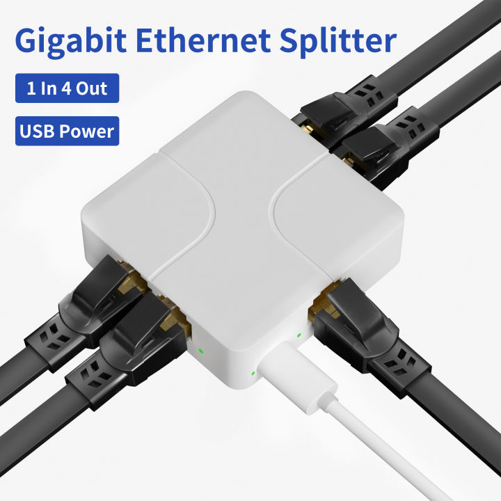 Ethernet Switch Adapter with USB Power Cable, Gigabit Lan Splitter ...