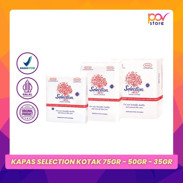 Kapas Selection Facial Cotton Kotak Kapas Kotak 75gr 50gr 35gr POV ...