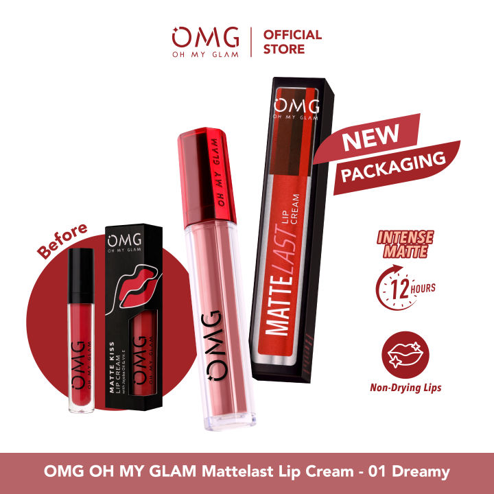 OMG OH MY GLAM Mattelast Lip Cream 2.9 g - Lip Cream Matte Dengan Warna Intense, Tahan Lama ...