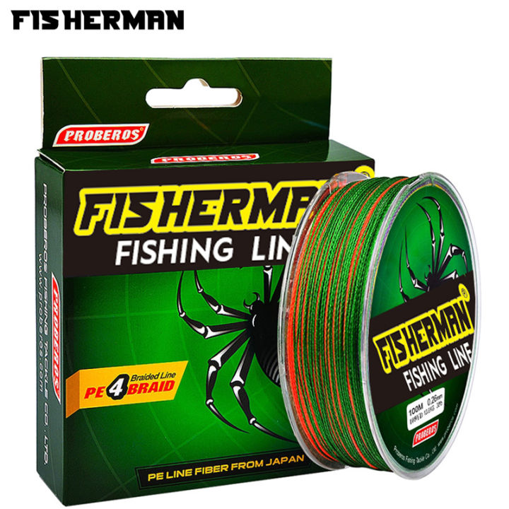 Fisherman Proberos 4 Stands Multi-Colors 100M PE Braided Fishing Line ...