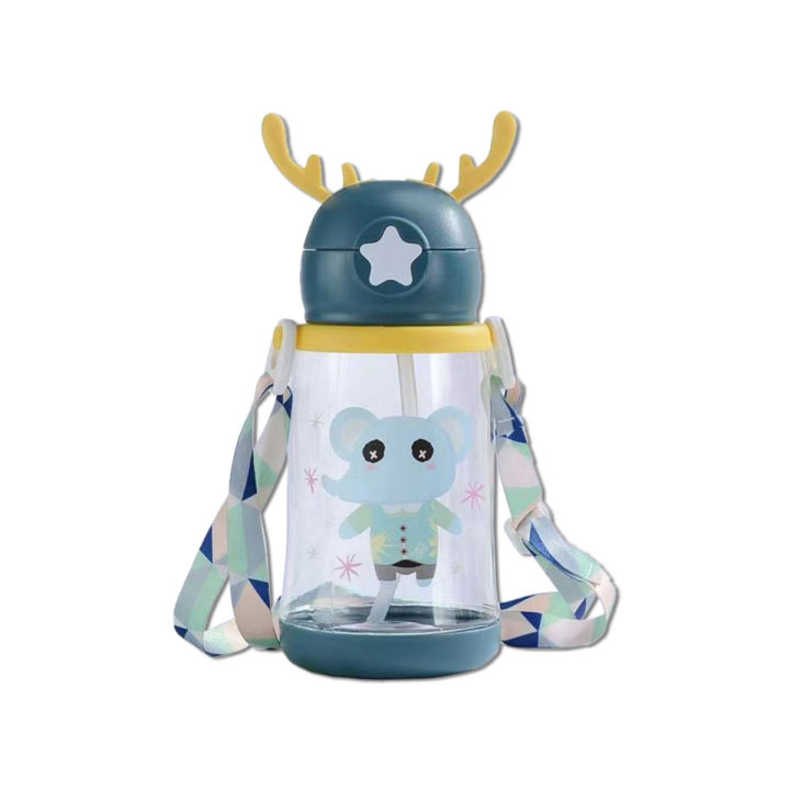 MD-C302 Botol Air Minum Anak Sedotan 610ml Model Tanduk Rusa Lucu / Botol Minum Anak BPA FREE ...