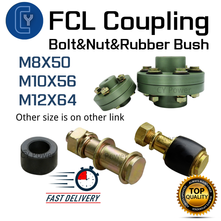 FCL Coupling Bolt & Nut & Rubber Bush F1(M8) F2(M10) F3(M12) FCL Component (Can just buy Bolt ...