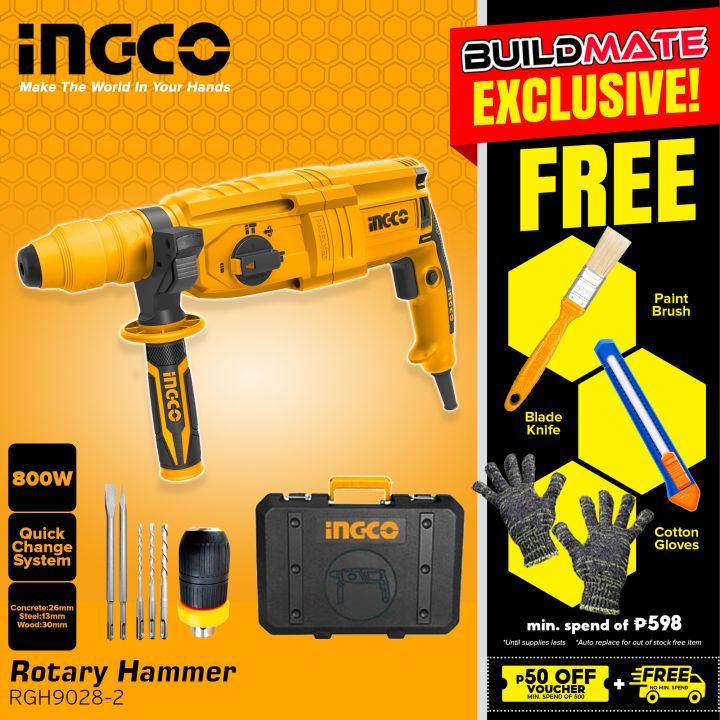 INGCO Rotary Hammer SDS Plus System 800W RGH9028-2 - BUILDMATE - IPT ...