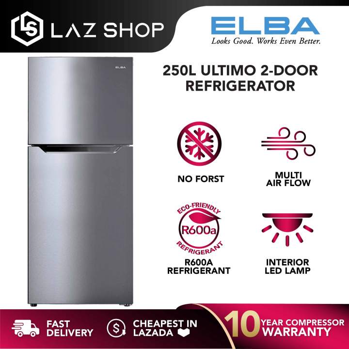 Elba Italy 250L 2-Door Non-Inverter Refrigerator ERG2521(SV) ER-G2521 ...
