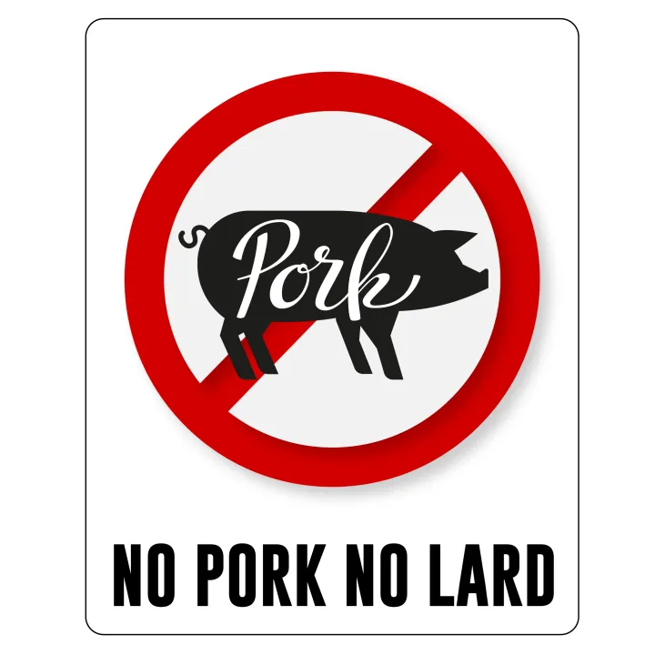 NO PORK NO LARD PVC SIGN STICKER 105X210MM (WE ACCEPT CUSTOM-MAKE ORDER ...