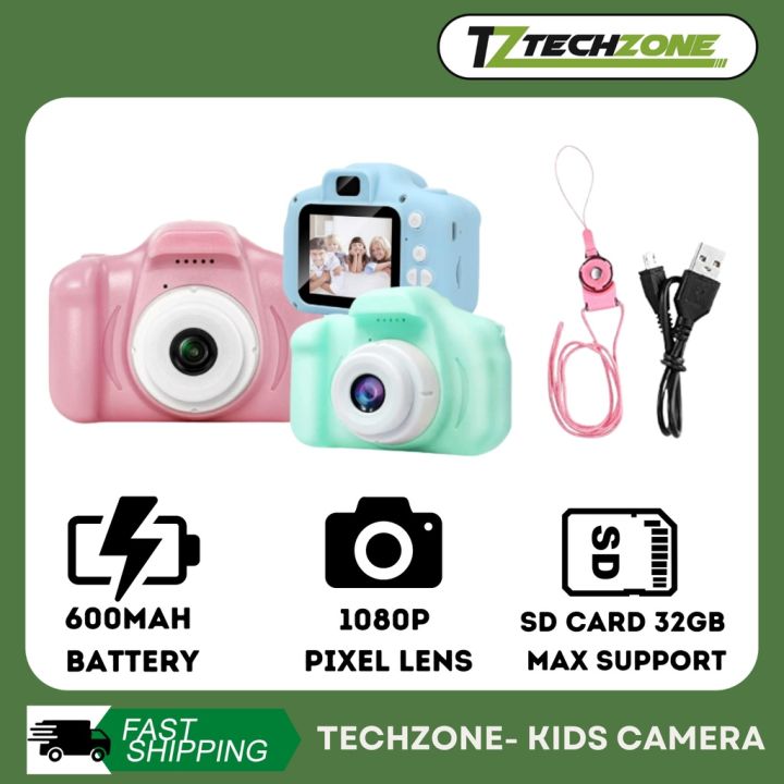 TECHZONE- Kids Camera Toy Mini HD Digital Outdoor Camera Rechargable ...