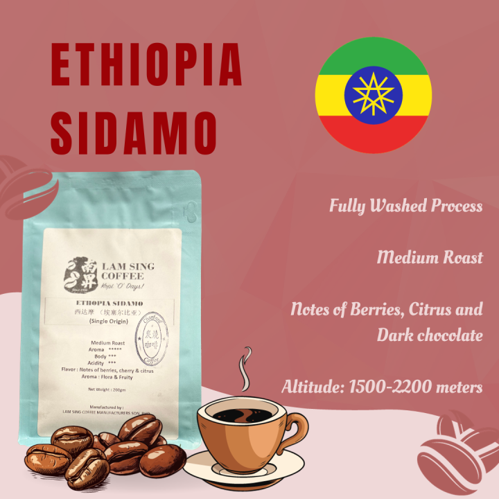 Ethiopia Sidamo (200gm/500gm)/ Charcoal Roast Coffee Bean （南昇咖啡/ Lam ...