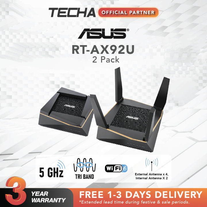 [FAST SHIP] ASUS RT-AX92U | AX6100 WiFi6 Gaming Router (1 Pack / 2 Pack ...