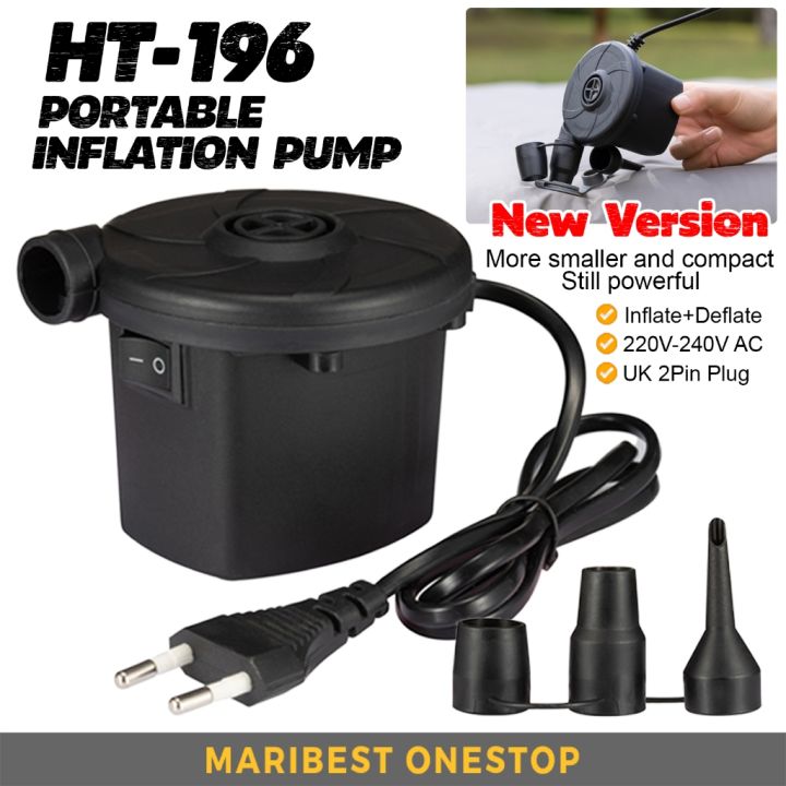 HT-196 PORTABLE AC ELECTRIC AIR INFLATION PUMP INFLATE DEFLATE FOR ...
