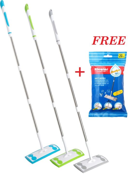 KLEANER Anti-Static Sweep Flat Mop With Free Wet Wipes | Lazada Singapore