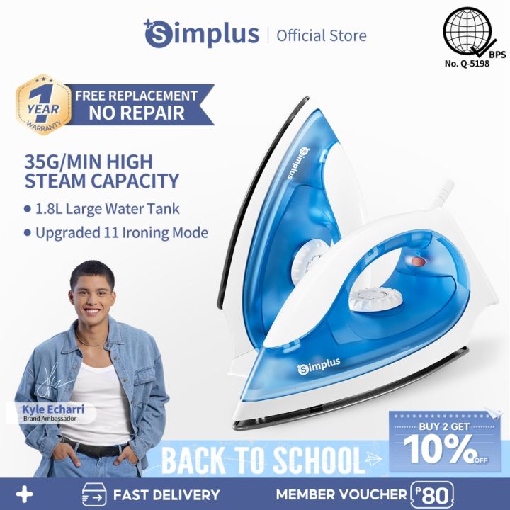 Simplus Flat Iron Teflon Soleplate Dry and Steam Iron Blue/Purple ...