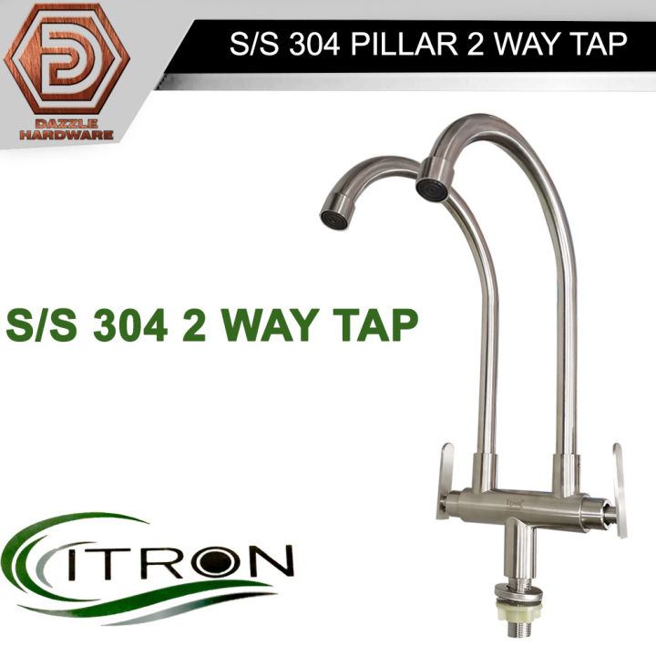 Stainless steel 304 pillar 2 way tap two way tap stainless steel s/s ...