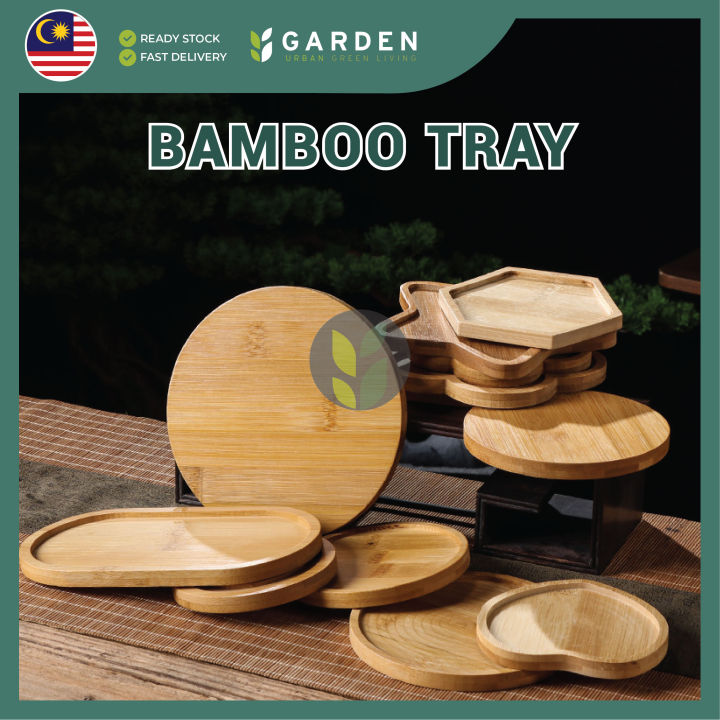 15cm Bamboo Tray Round Square Wooden Saucer Pot Tray Plant Saucer Tray ...