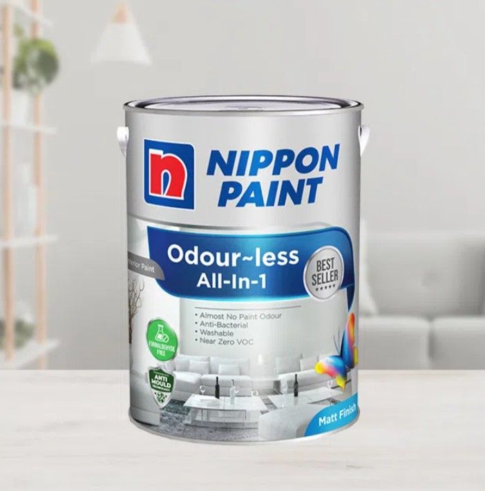 Nippon Paint Odour-less All-in-1 - Base 4 - Fire Engine Red 1168 - 5L ...