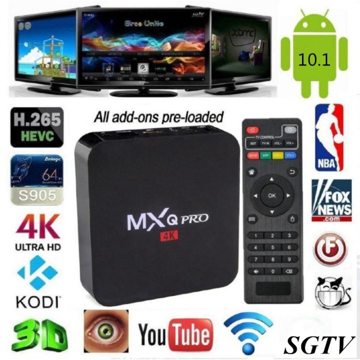 MXQ Pro 4K Smart TV Box 16 Gb/256 WiFi Android 10.1 Smart HD Set Top ...