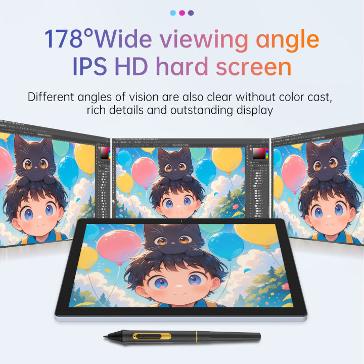BOSTO BT-101A Portable Graphics Drawing Tablet 10.1 Inch IPS Screen Display with Finger Touch ...