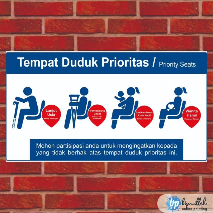 (Min. 3lbr) Stiker tempat duduk prioritas kursi prioritas | Lazada ...